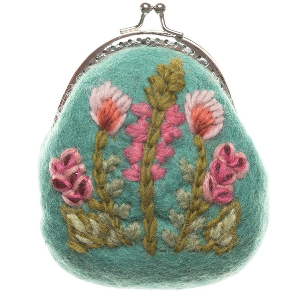 French Knot | Bags | French Knot Embroidered Wool Felt Coin Purse ...